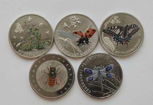 Набор монет насекомые 5 евро Германия