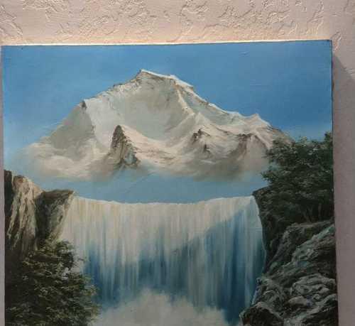 Картина холст-масло "Водопад", 80х70 см