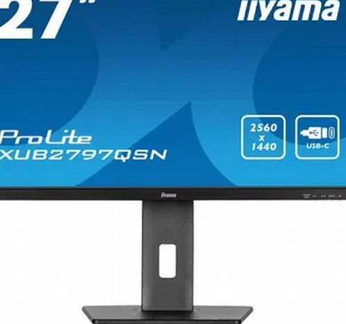 LCD iiyama 27" XUB2797QSN-B1 черный IPS 2560x1440 100Hz 1ms 250cd hdmi DisplayPort USB3.2 USB-C3.2(6