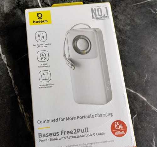 Basesus free2pull powerbank 20000 mah с кабелем