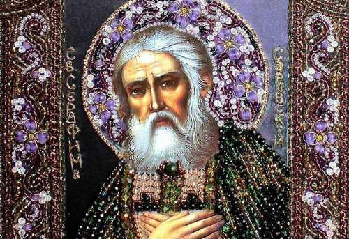 Икона Серафима Саровского, драгоценные камни