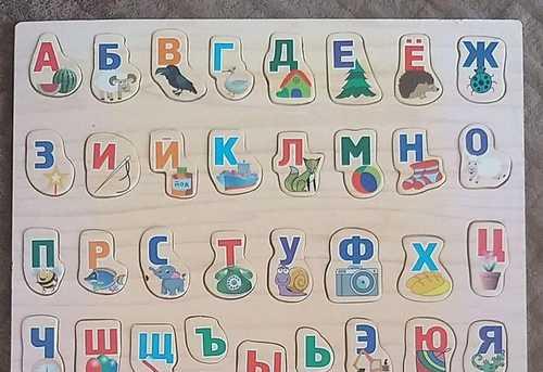 Деревянная доска русский алфавит с картинками