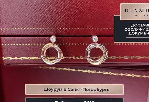 Cartier trinity серьги белое золото 0,08ct