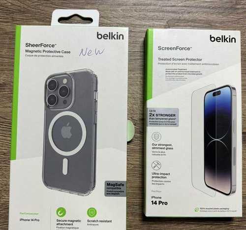 Чехол и защитное стекло belkin iPhone 14 pro