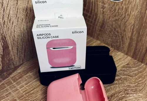 Чехол silicone case Apple Airpods 1/2 pink