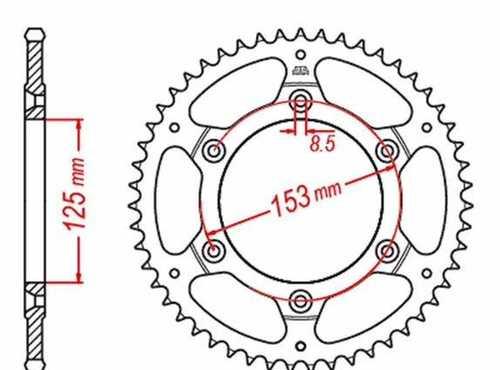 Звезда задняя JTR210 48SC Beta, Honda CRF150,XR250