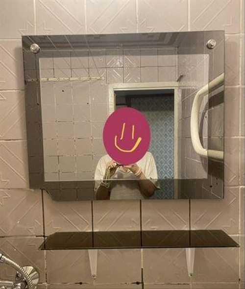 Зеркало с полкой в ванную бу