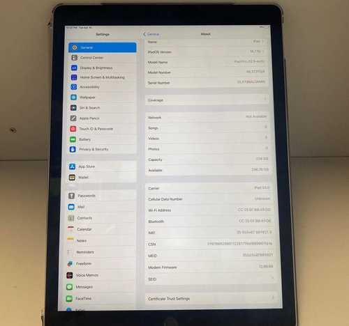 iPad pro 12.9 2017 256 sim