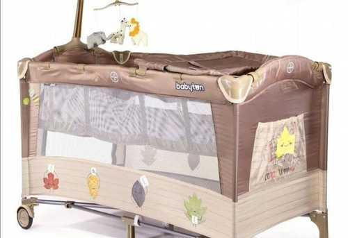Детская кровать манеж с матрасом babyton