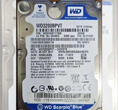 Продам жесткий диск 320 гб Western Digital WD3200b