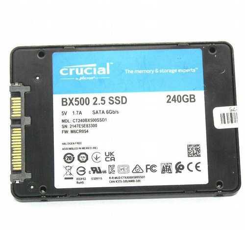 Накопитель SSD 240Gb Crucial BX500 2.5" SATA III