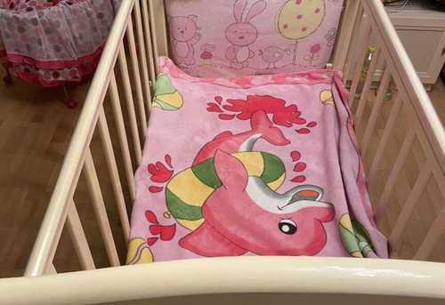 Детская кровать с матрасом и бортиками