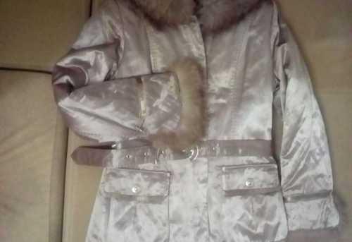 Тёплое пальто на меху р.46