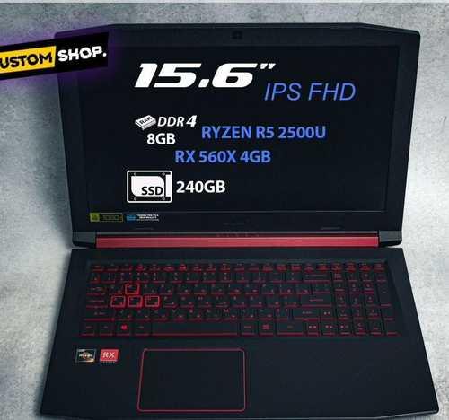 Ноутбук Acer Nitro 5 R5 2500U DDR4 8Gb SSD M.2 240Gb, HDD 1Tb RX 560X 4Gb IPS FHD 15.6"