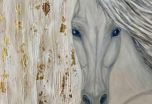 Картина белая лошадь