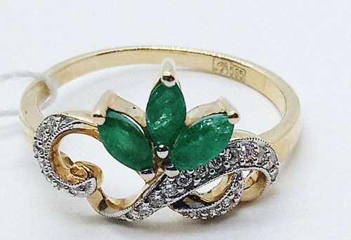 Золотое кольцо с Изумрудом и Бриллиантом
