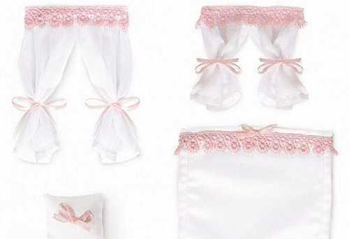 Набор текстиля для кукольного дома Бело-розовый зе