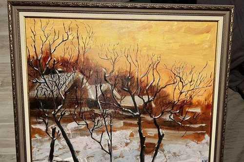 Картина Зимний лес с рамой