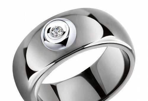 Керамическое кольцо белое золото с бриллиантом