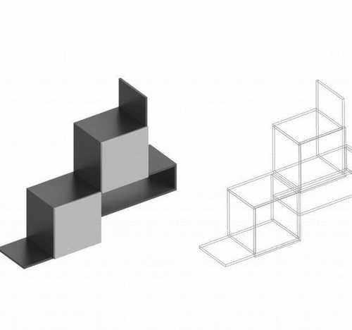Полка универсальная 2-створки Вита тёмно серый лофт