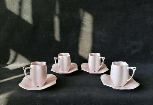 Кофейные пары чешский розовый фарфор