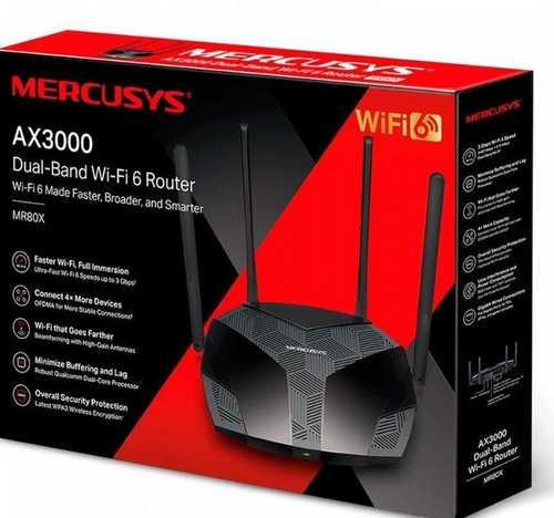 Mercusys MR80X Двухдиапазонный роутер Wi-Fi 6 AX30