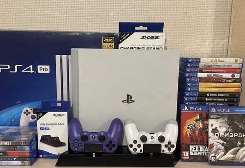 Sony ps4 pro 1tb белая + игры Ps4