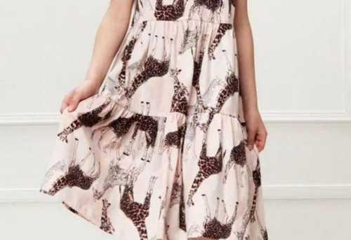 Платье с жирафами рост 128