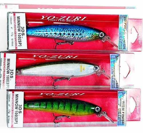 Воблеры Yo zuri 3D Minnow 100SP(реплика) 3 шт