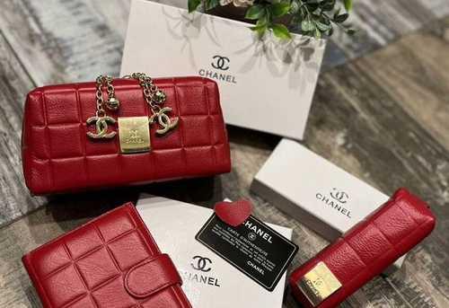 Набор Chanel из натуральной кожи 3 предмета lux