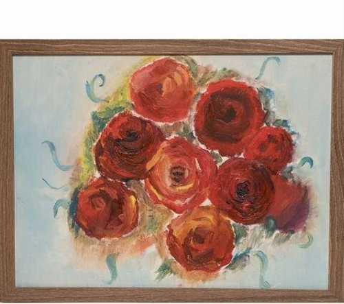 Картина маслом "Красные розы"