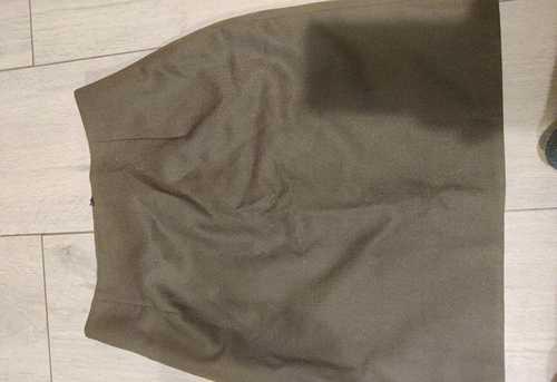 Шерстяная юбка мини хаки, размер 40-42