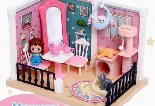«Уютная комната», с куклой, котиками, аксессуарами