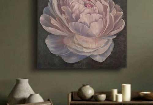 Картина маслом на холсте интерьерная пион цветы