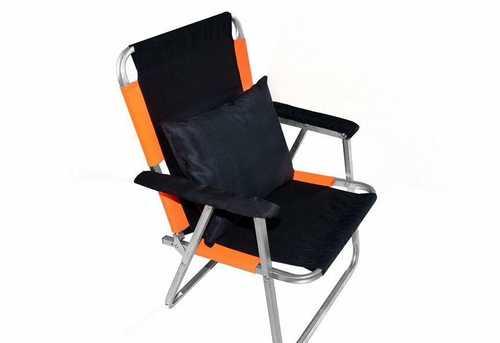 Кресло-шезлонг + подушка, в чехле, черно-оранж