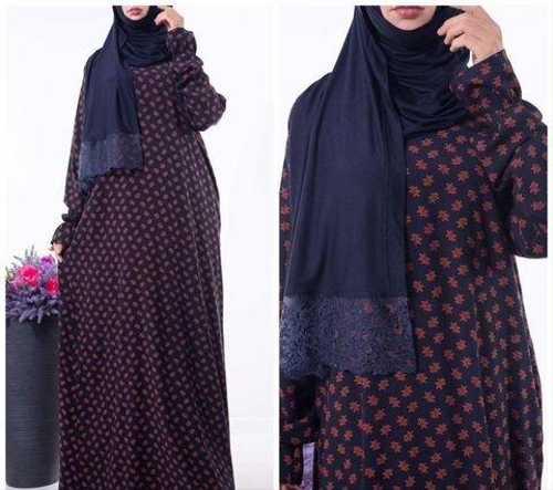 Мусульманские платье для намаза с шарфом 2 цвета