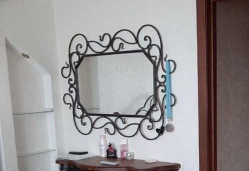 Зеркало настенное с столиком кованное