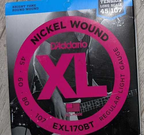 Струны для бас гитары D'addario, Ernie ball