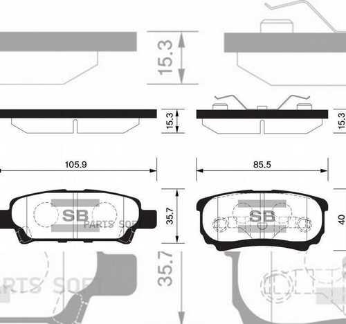 Колодки тормозные mitsubishi lancer IX 03outlander 0308 задние SP2111,SP2111,sangsin brake