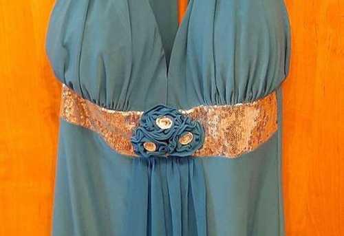 Платье голубое с открытой спиной
