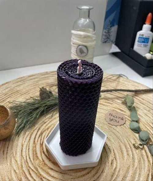 Свеча из вощины+керамический подсвечник