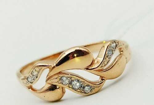 Золотое кольцо с фианитами 19 размер