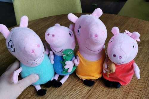 Мягкие игрушки Свинка пеппа, вся семья, 4 штуки