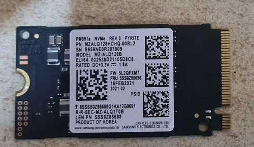 Новый SSD M.2 2242 samsung 128 Gb nvme