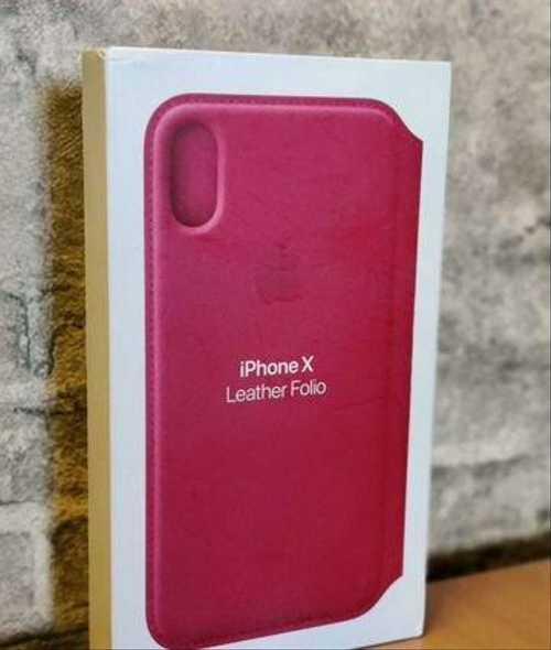 Чехол iPhone X Leather Folio (red)