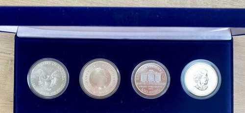 Коллекция серебряных монет разных стран