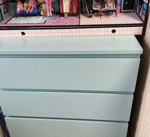Комод IKEA malm голубой 3 ящика