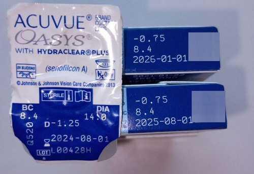 Линзы контактные acuvue oasys двухнедельные -0.75