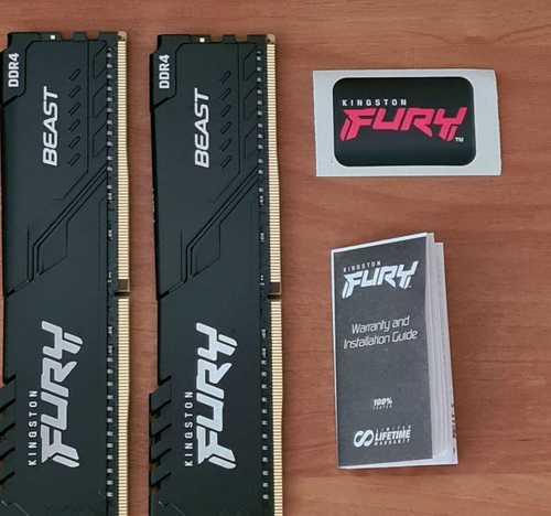 Kingston DDR4 32Gb (2x16Gb) fury Beast Black