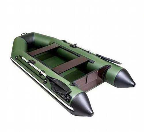 Лодка надувная пвх 2800 зелёный/чёрный "Аква"